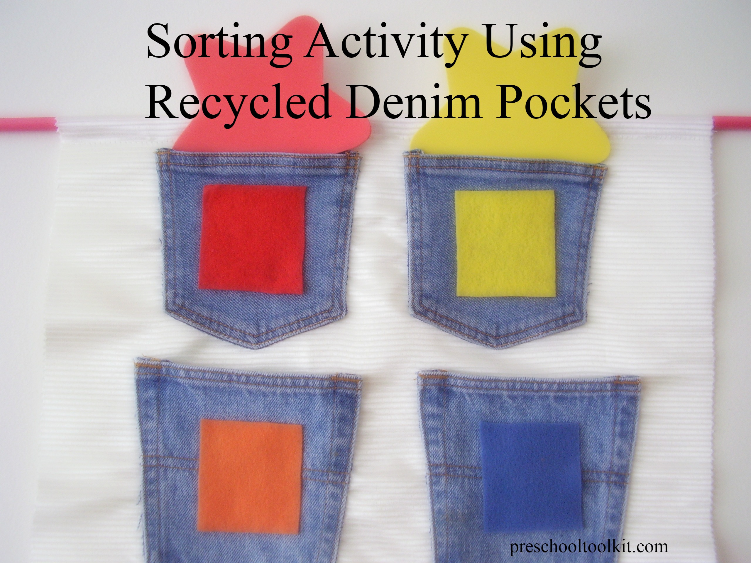 Preschool Sorting Activity Using Recycled Denim Pockets » Preschool Toolkit