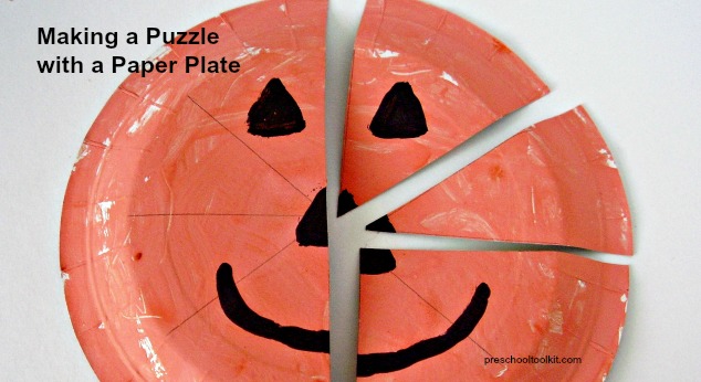How to Make a Pumpkin Puzzle with a Paper Plate » Preschool Toolkit