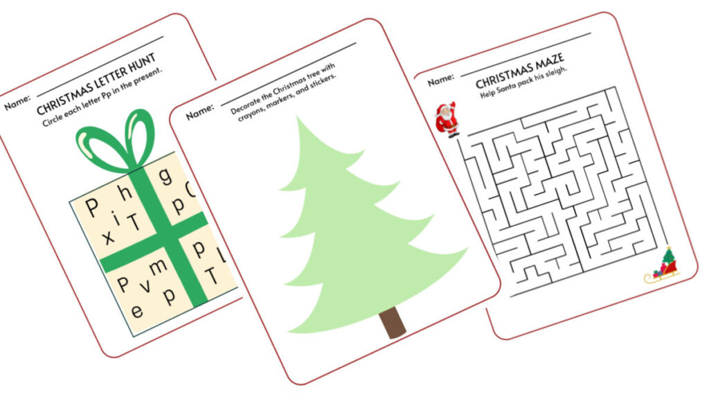 Christmas Activity Pages Preschool and Kindergarten - PreschoolToolkit.com